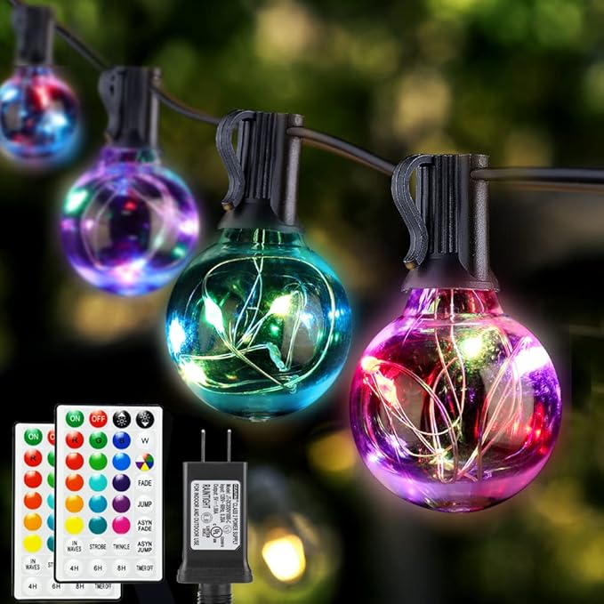 LED Outdoor String Lights, G40 Patio Lights Outdoor Waterproof with 30 ...