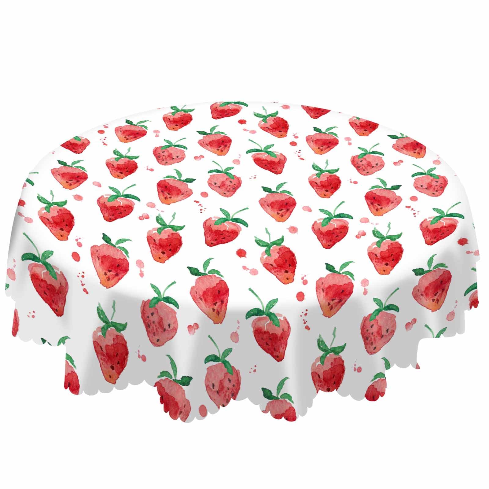 Amazon.com: AOYEGO Red Strawberry Round Tablecloth 60 Inch Lovely Fruit ...
