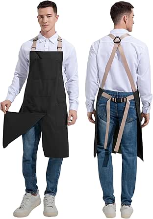Amazon.com: Kyuwdone Unisex Cross Back Split Leg Apron Adjustable ...