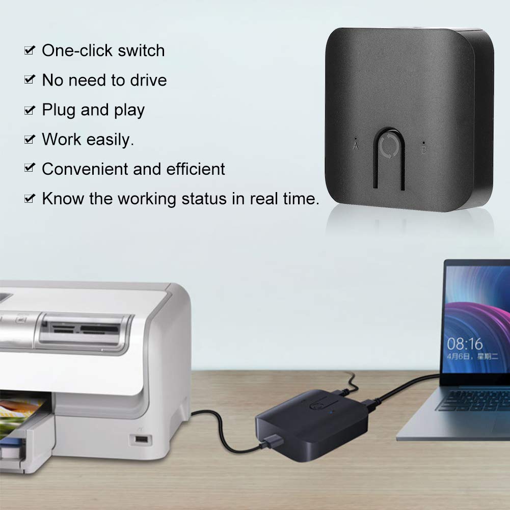 USB2.0 Printer Switcher, 2-Port Switch Selector 2 Computers Sharing ...