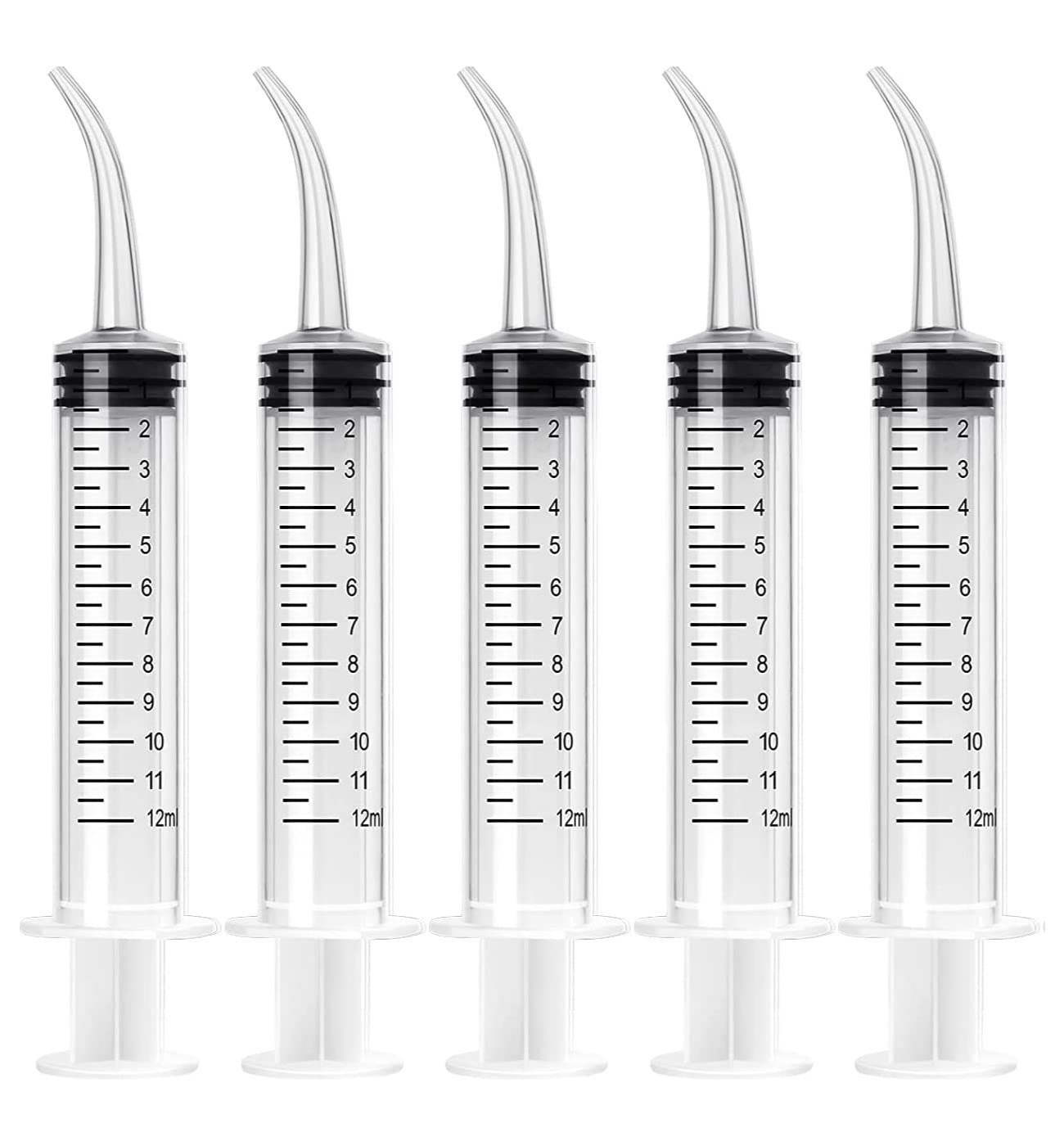 5pcs 12ml Dental Syringe Oral Irrigator Syringe with Curved Tip Without ...