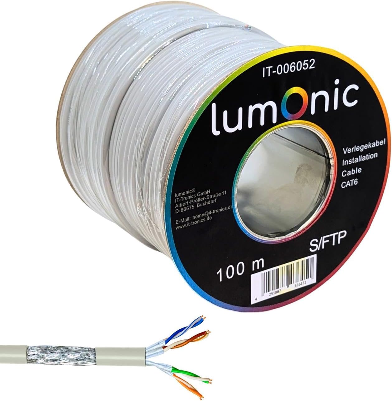 Lumonic LAN Câble de réseau 100m | LAN Câble CAT6 S/FTP | Câble d ...