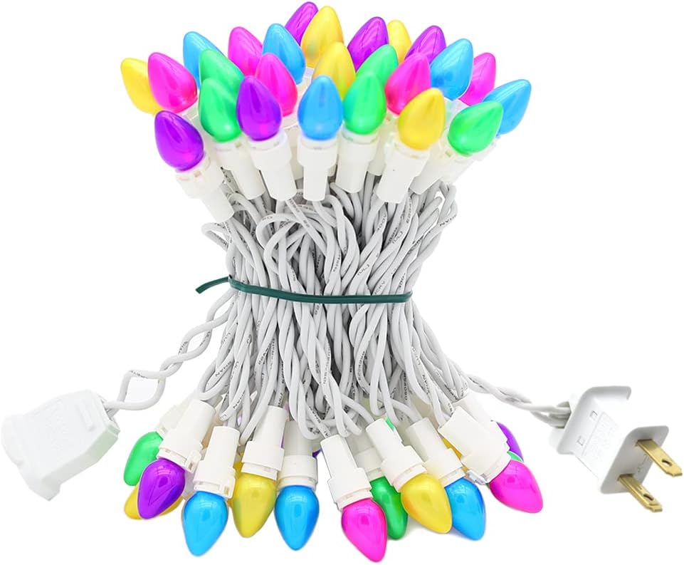 BONUO RGB C6 Christmas Lights,16ft 50 LED Color Changing Strawberry ...