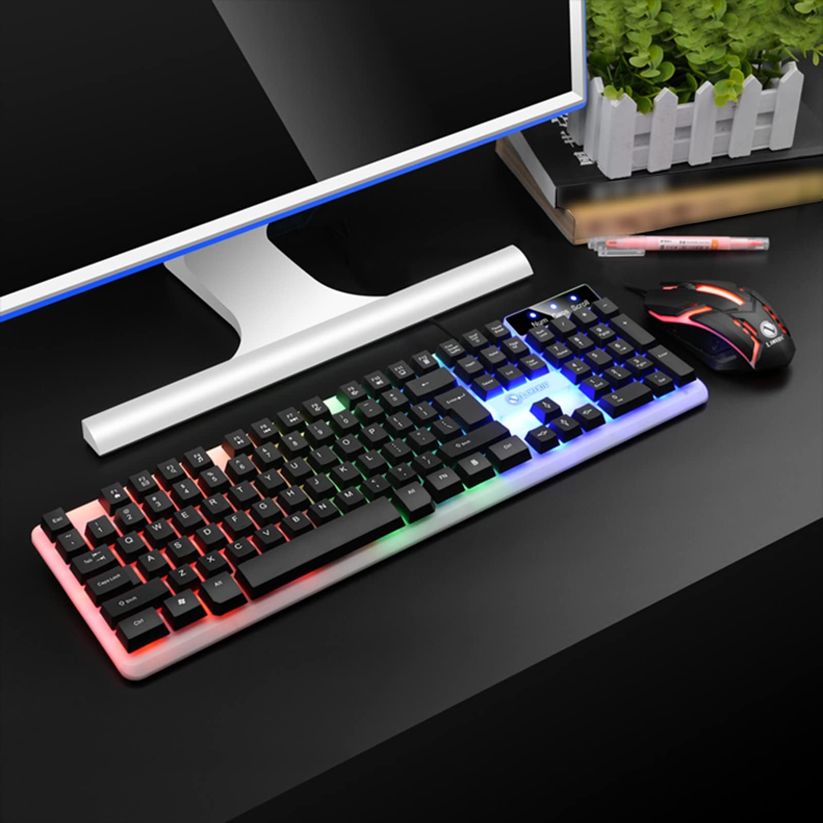 Amazon.com: Gaming Keyboard Wired 104 Key Keyboard Mouse Combo ...