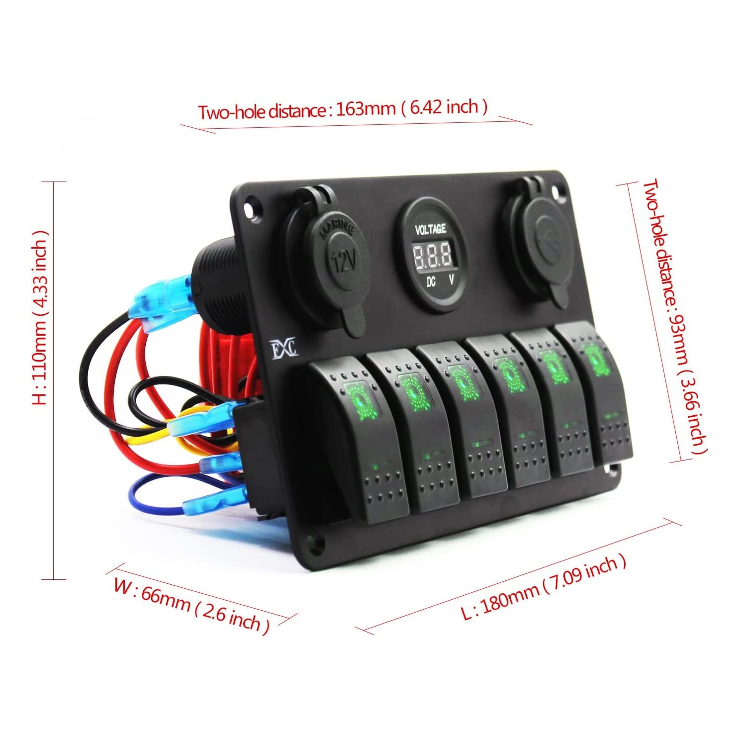 Snapklik.com : FXC 12 Volt Aluminum Marine Boat Rocker Switch Panel ...