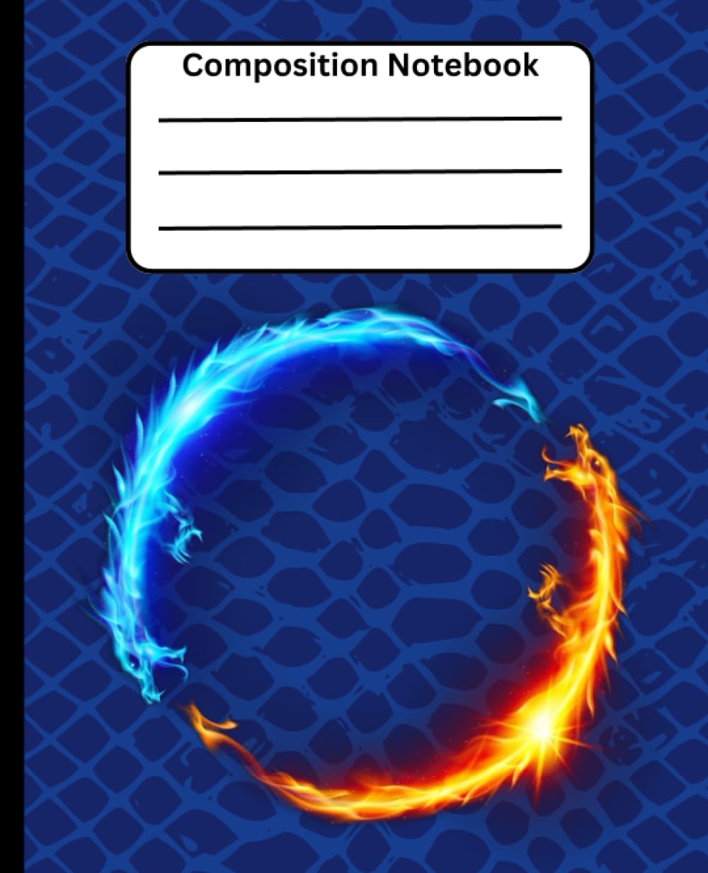 Amazon.com: Wide Ruled Composition Notebook Blue and Red Fire and Ice ...