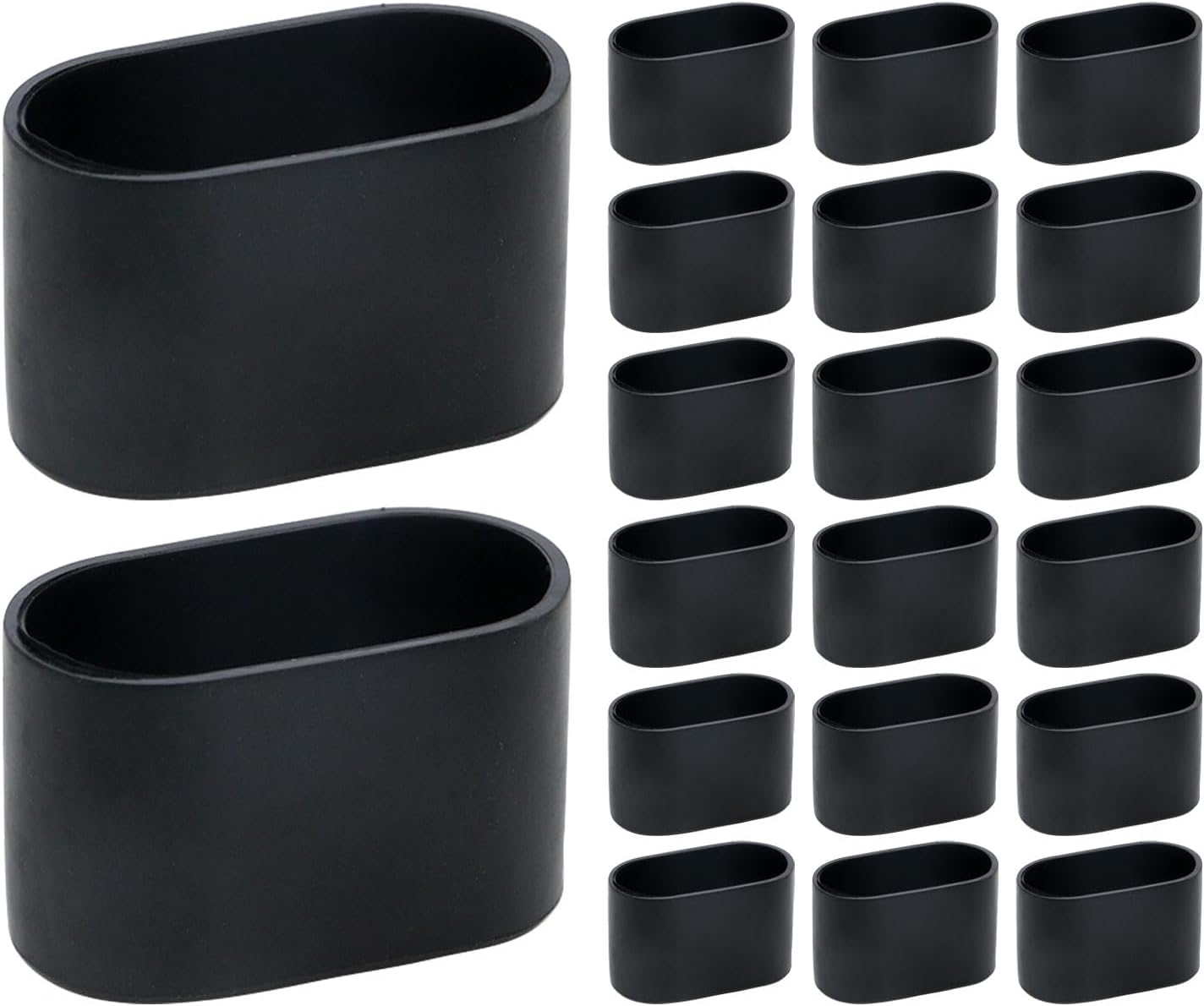 Dnyta 20pcs Black Oval Furniture Leg Protectors 1.7""x 0.9"" Rubber ...