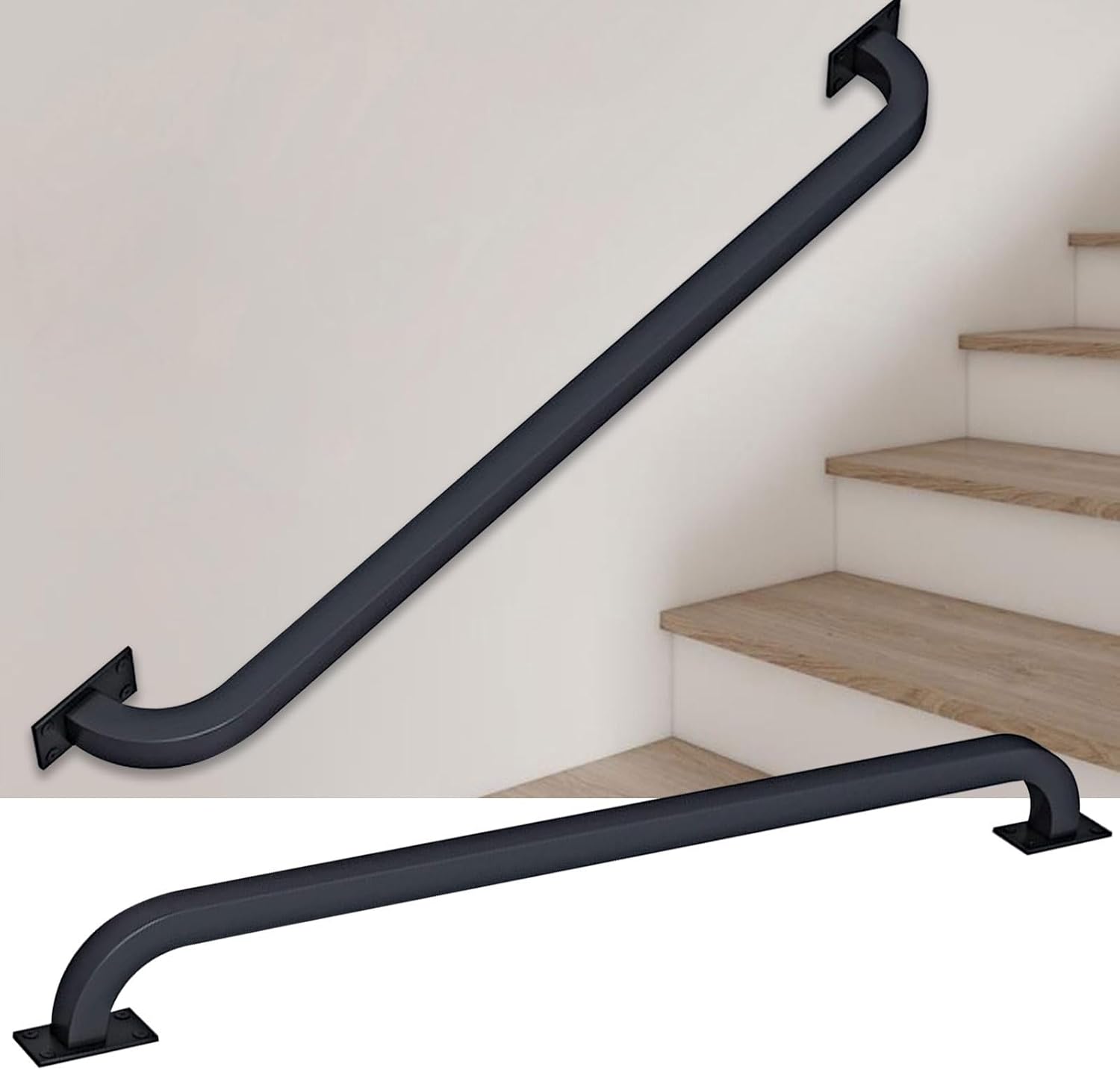 Black Stairs Handrail, Non-Slip Hand Rails for Outdoor Steps or Indoor ...