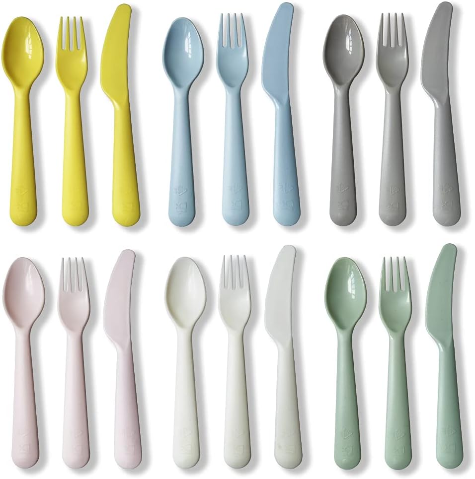 Amazon.com: Youngever 18 Pcs Plastic Toddler Utensils, Plastic Kids ...