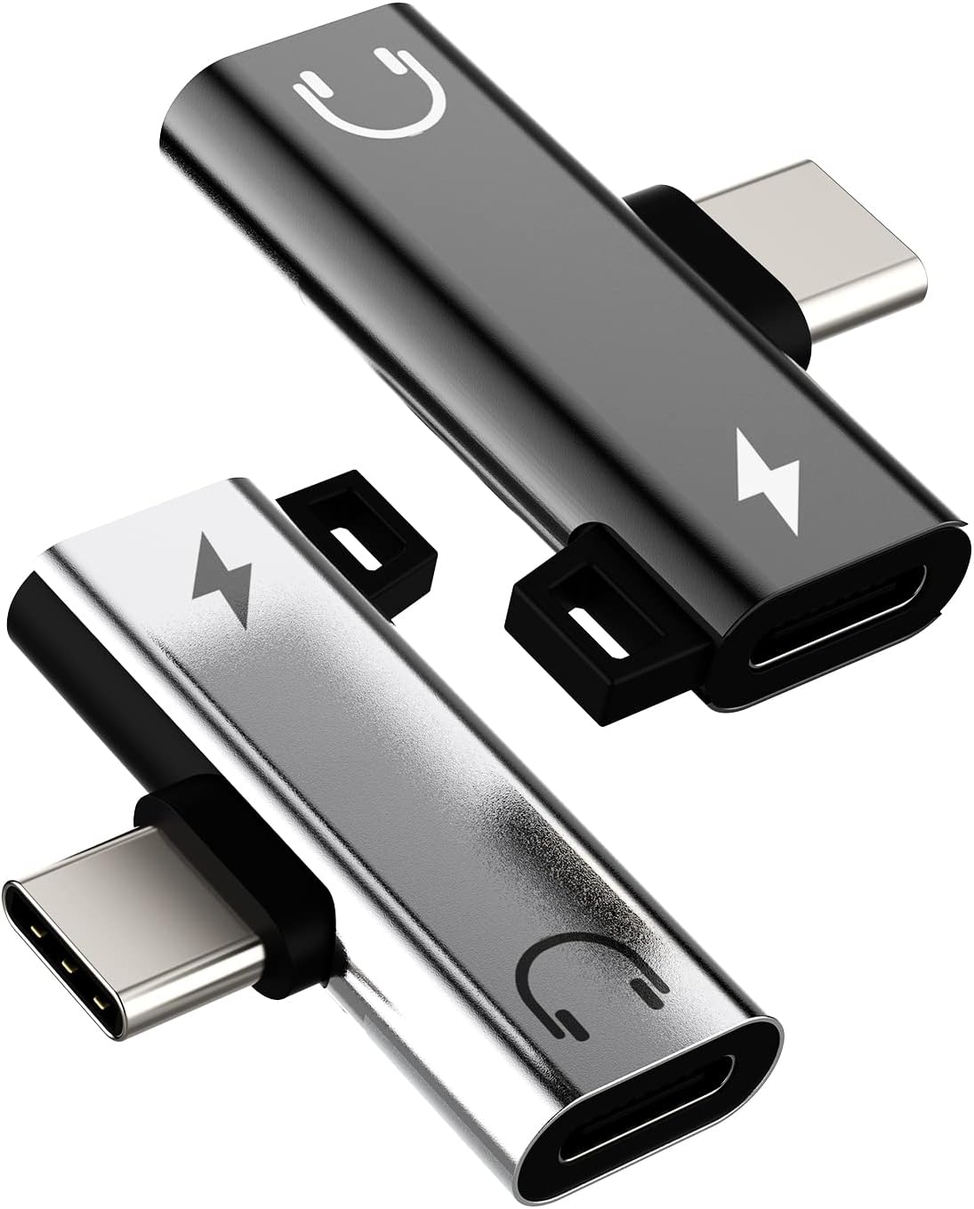 Dual USB-C Headphone Adapter(2Pack) 2in1 DAC Type C Jack Charging ...