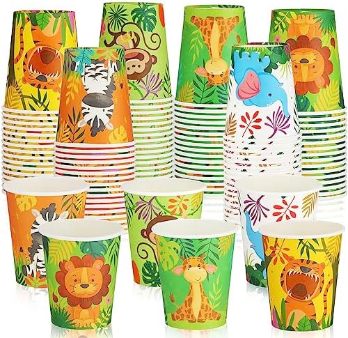 Amazon.com: Amyhill 100 Pcs 9oz Paper Disposable Cups for Kids Animals ...