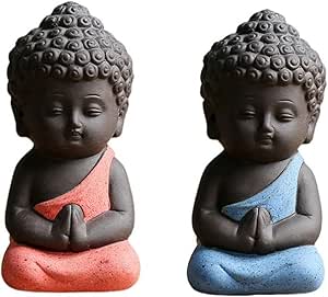 Amazon.com: zaoalife 2pcs Mini Cute Buddha Statue Small Ceramic Buddha ...