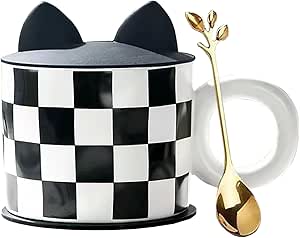 Amazon.com | Wansli Classic Ceramic Big Ear Coffee Mug, Black And White ...