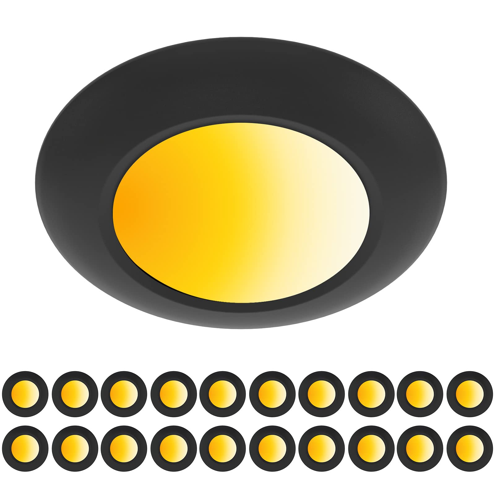 20 Packs Black 6 Inch LED Disk Light Surface Mount Low Profile Recessed ...