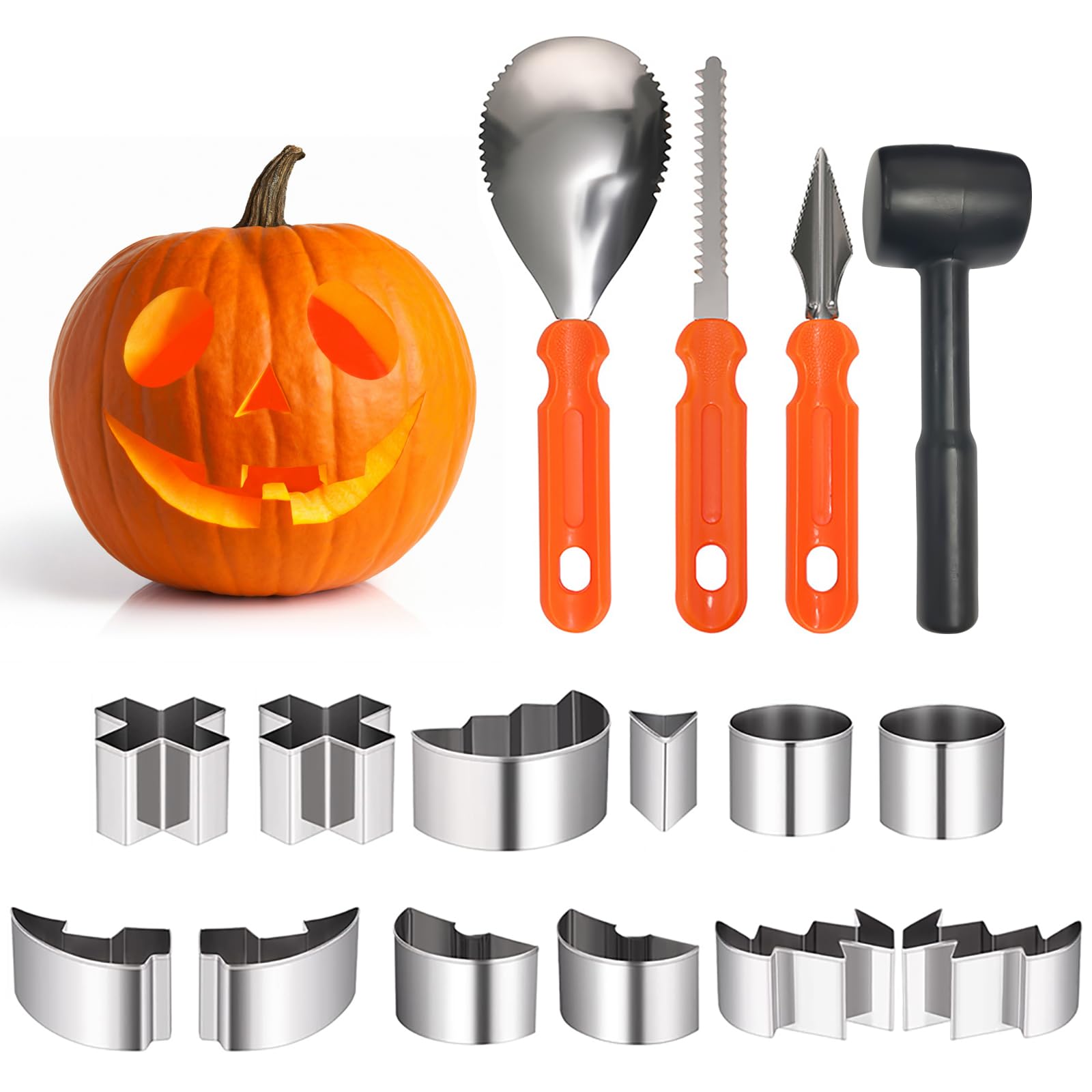 Amazon.com: AHCSMRE 16Pcs Pumpkin Carving Kit Halloween Pumpkin Carving ...