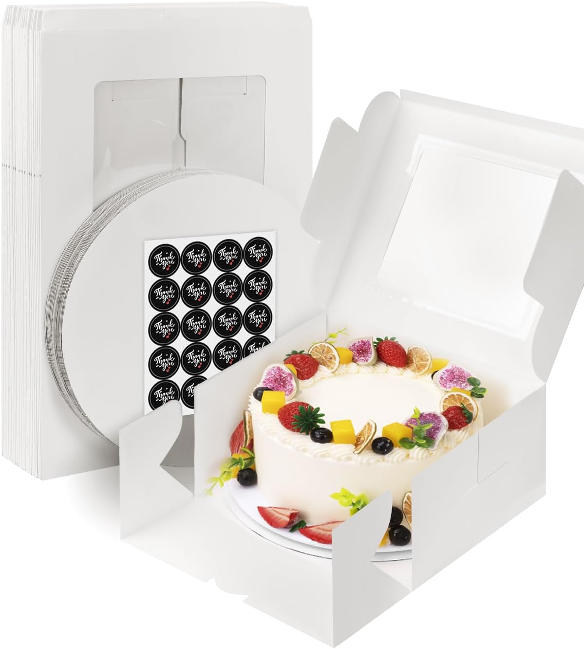 Amazon.com: 20pcs Cake Boxes 10x10x5 with Clear Window (20 Boxes&20 ...