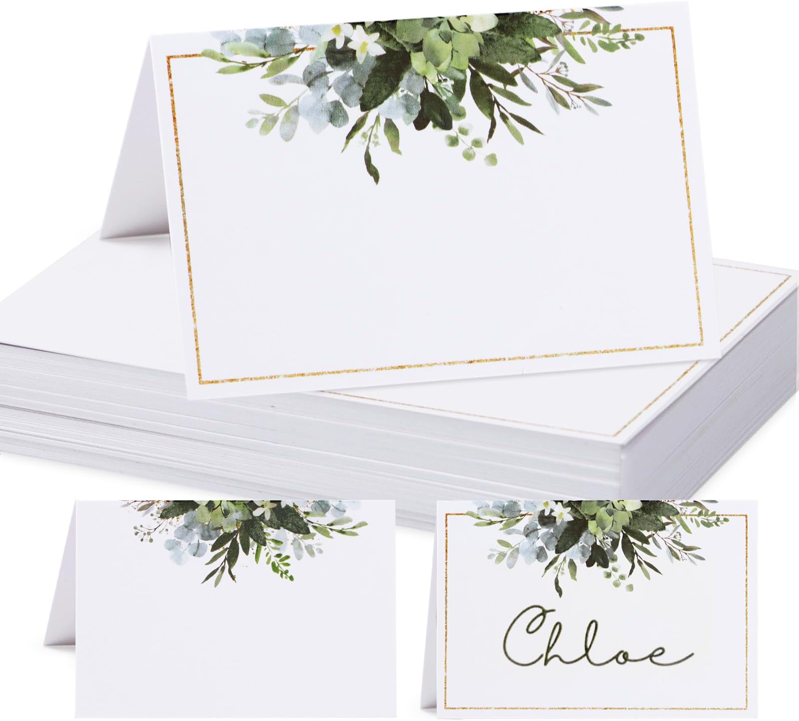 Amazon.com: Gold Foil Greenery Table Place Card, 25 Pcs Tent Style ...