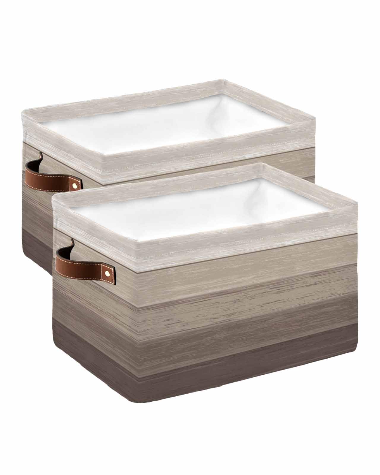 Amazon.com: Brown Farmhouse Cube Storage Organizer Bins with Handles 2 ...