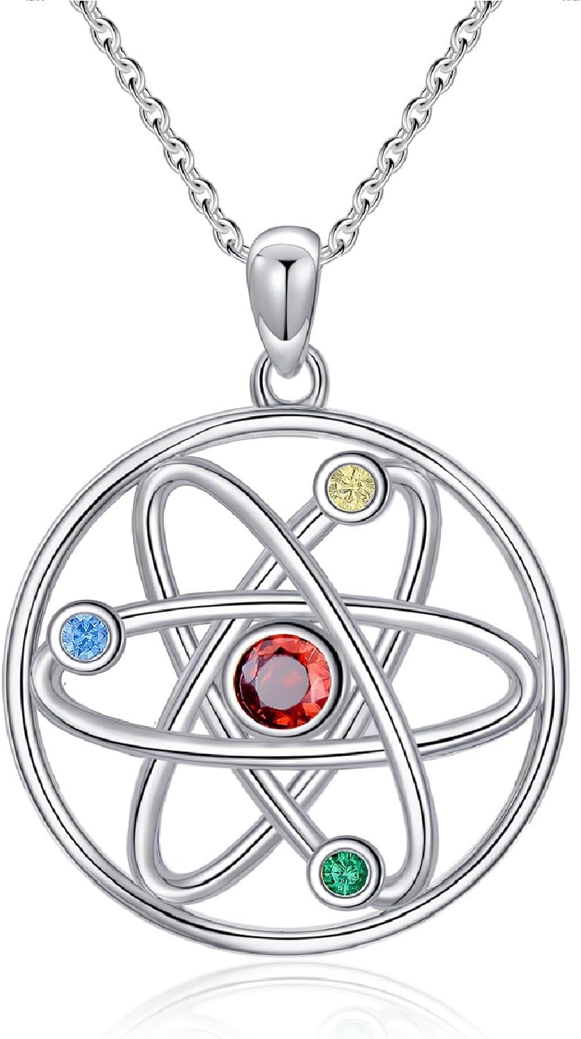 MEIDERBO Atom Science Necklace Chemist Gift 925 Sterling Silver ...