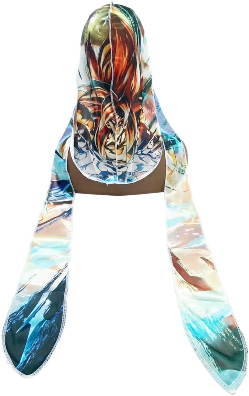 Amazon.com: CROWN Art Silky Anime Durag with Long Wide Tails and ...