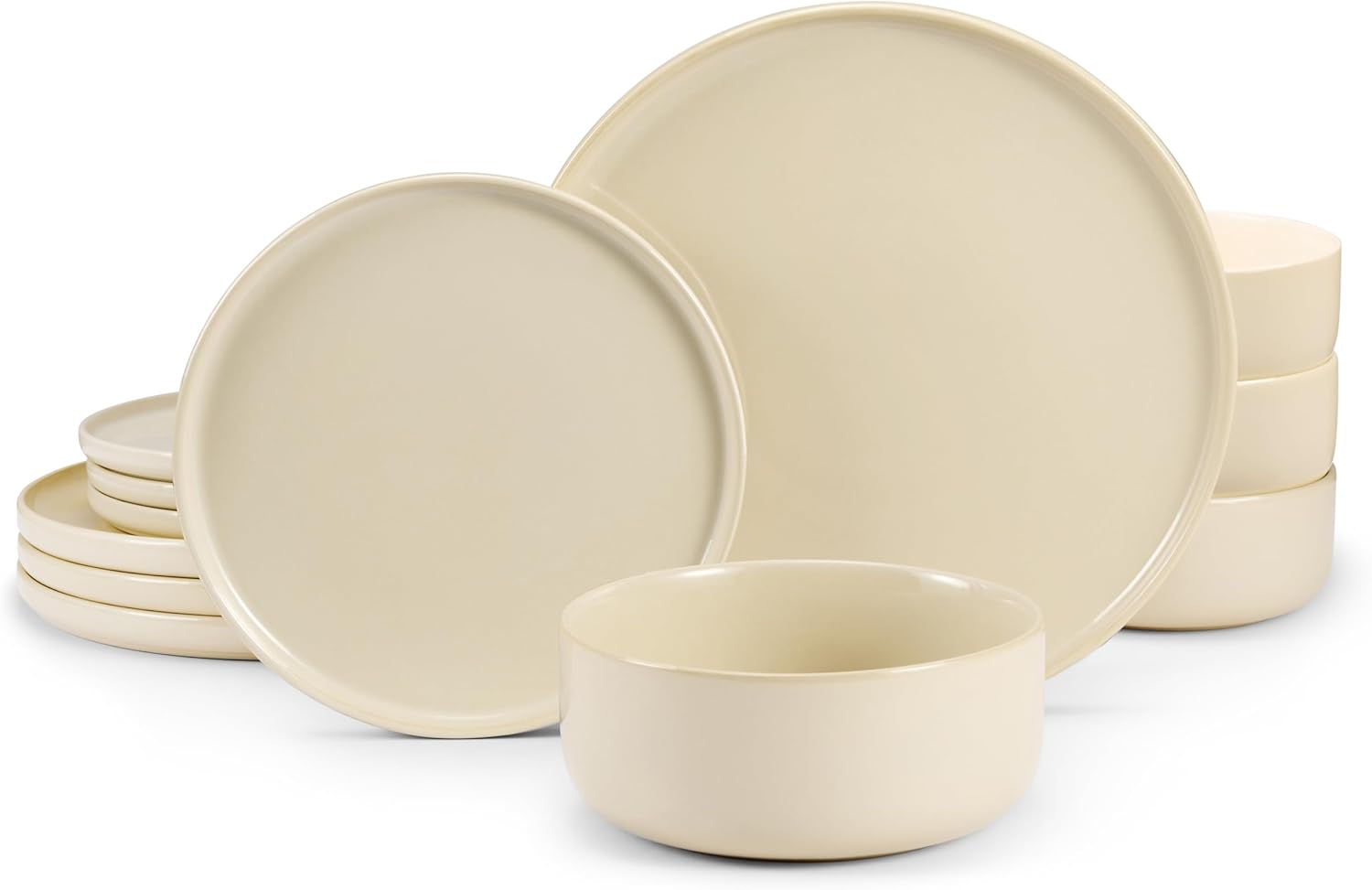 Amazon.com | Dinnerware Set, 12 Piece Service for 4, by Kook, Ceramic ...