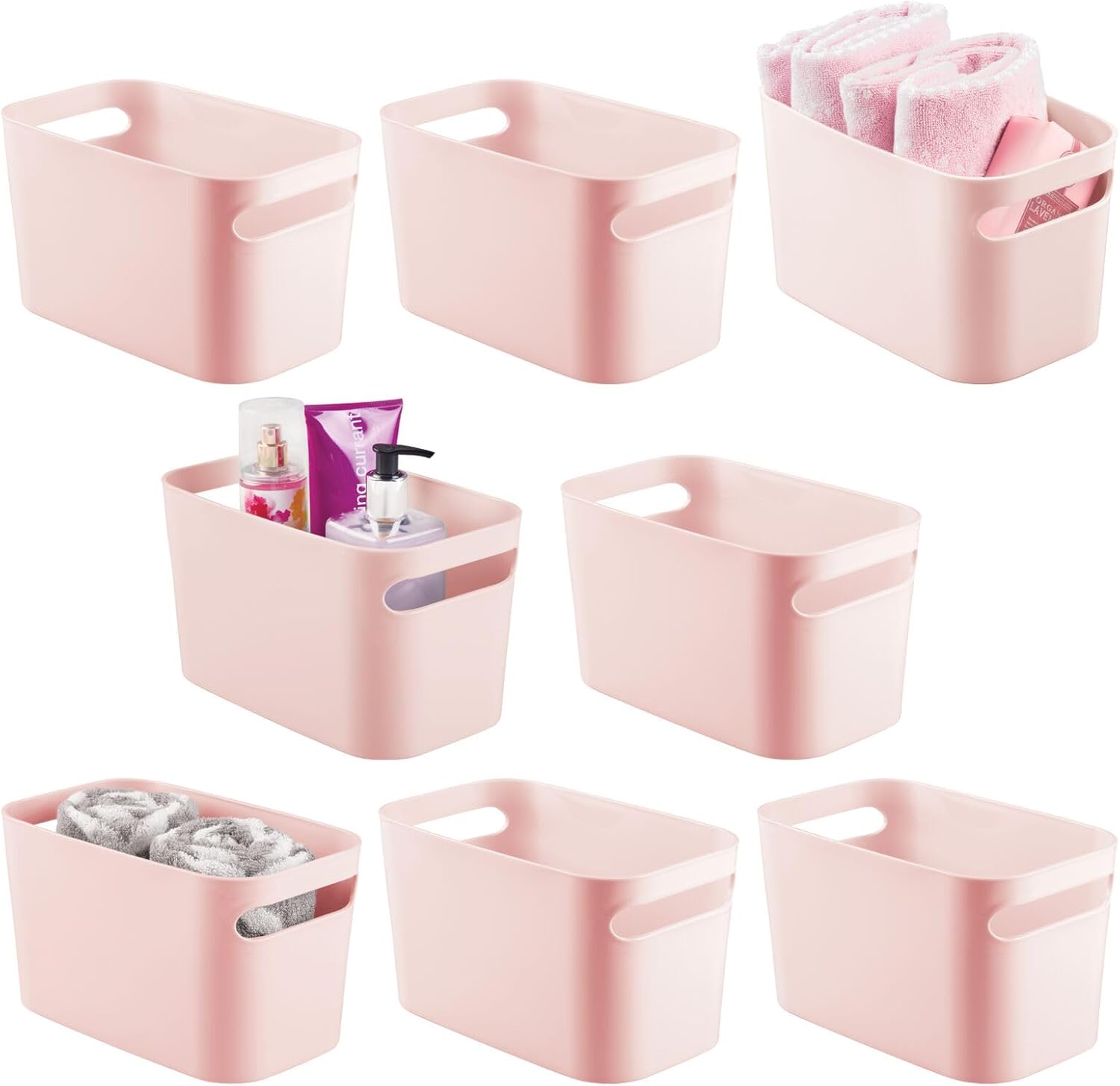 Amazon.com: mDesign Deep Plastic Bathroom Bin with Handles, Storage ...