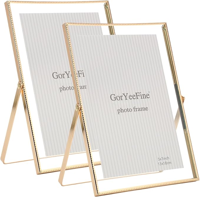 Amazon.com: Gold 5x7'' Floating Frame Set of 2, For Photo Sizes (3.5 x5 ...