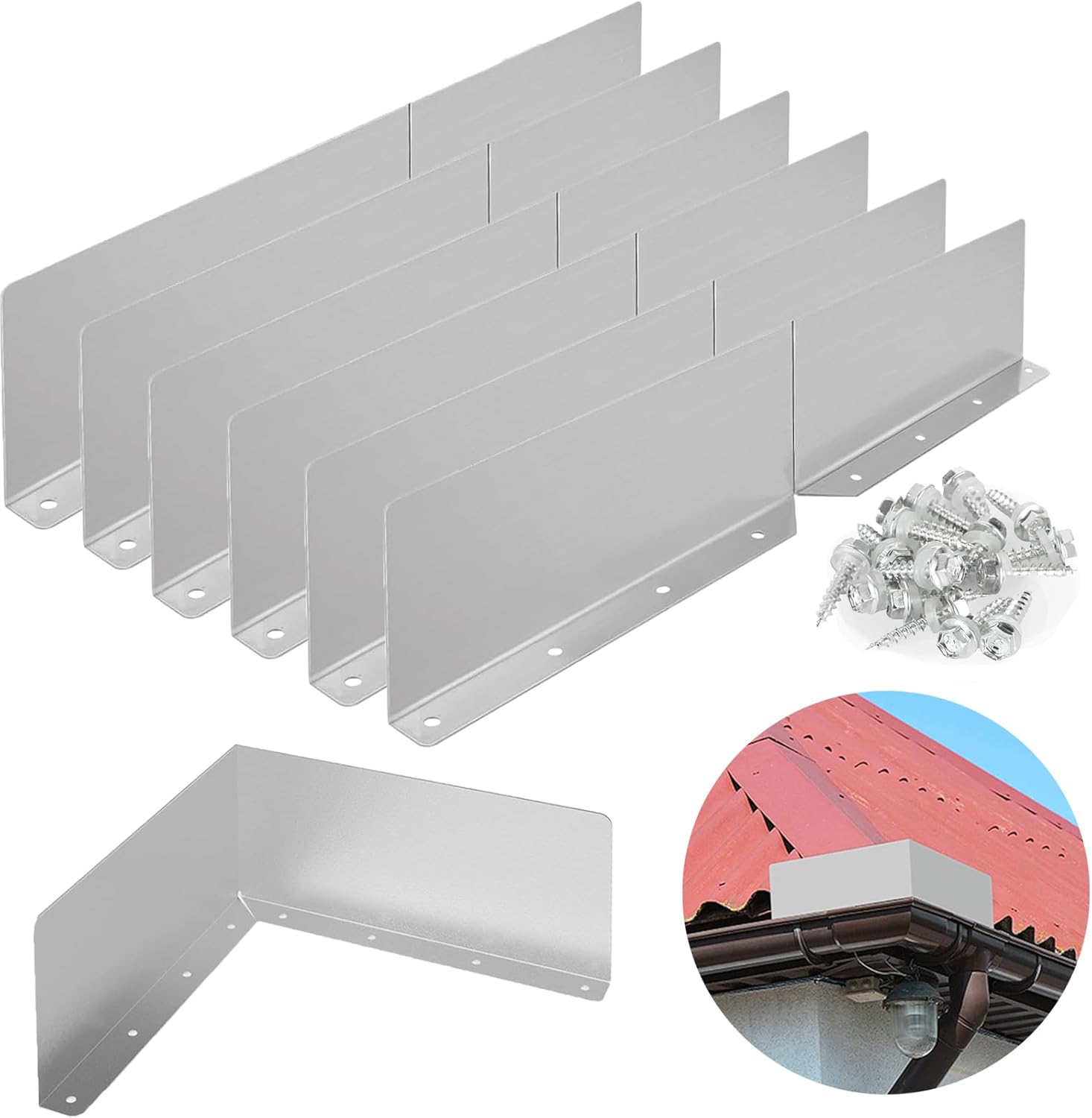 GBACHOOSE 6PCS Gutter Valley Splash Guards, Rain Gutter Valley Roofing ...