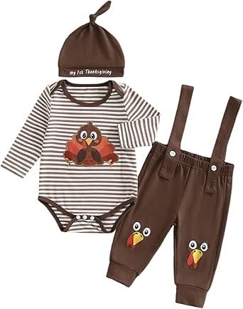 Amazon.com: Santikisler Newborn Baby Boy thanksgiving Outfit Striped ...