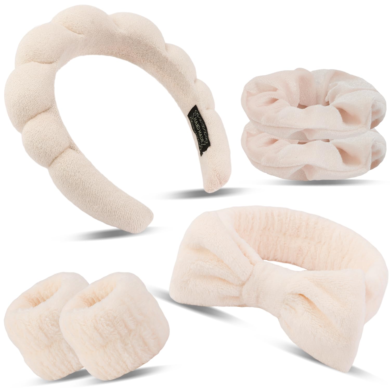 Amazon.com : SuPoo 6pcs Khaki Spa Headband Set - Sponge Face and Makeup ...