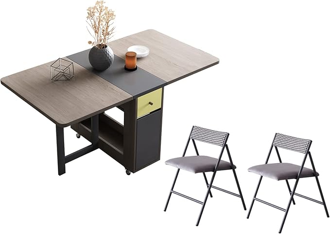 Amazon.com - FUNROLUX Folding Dining Table and 2 Piece Metal Folding ...