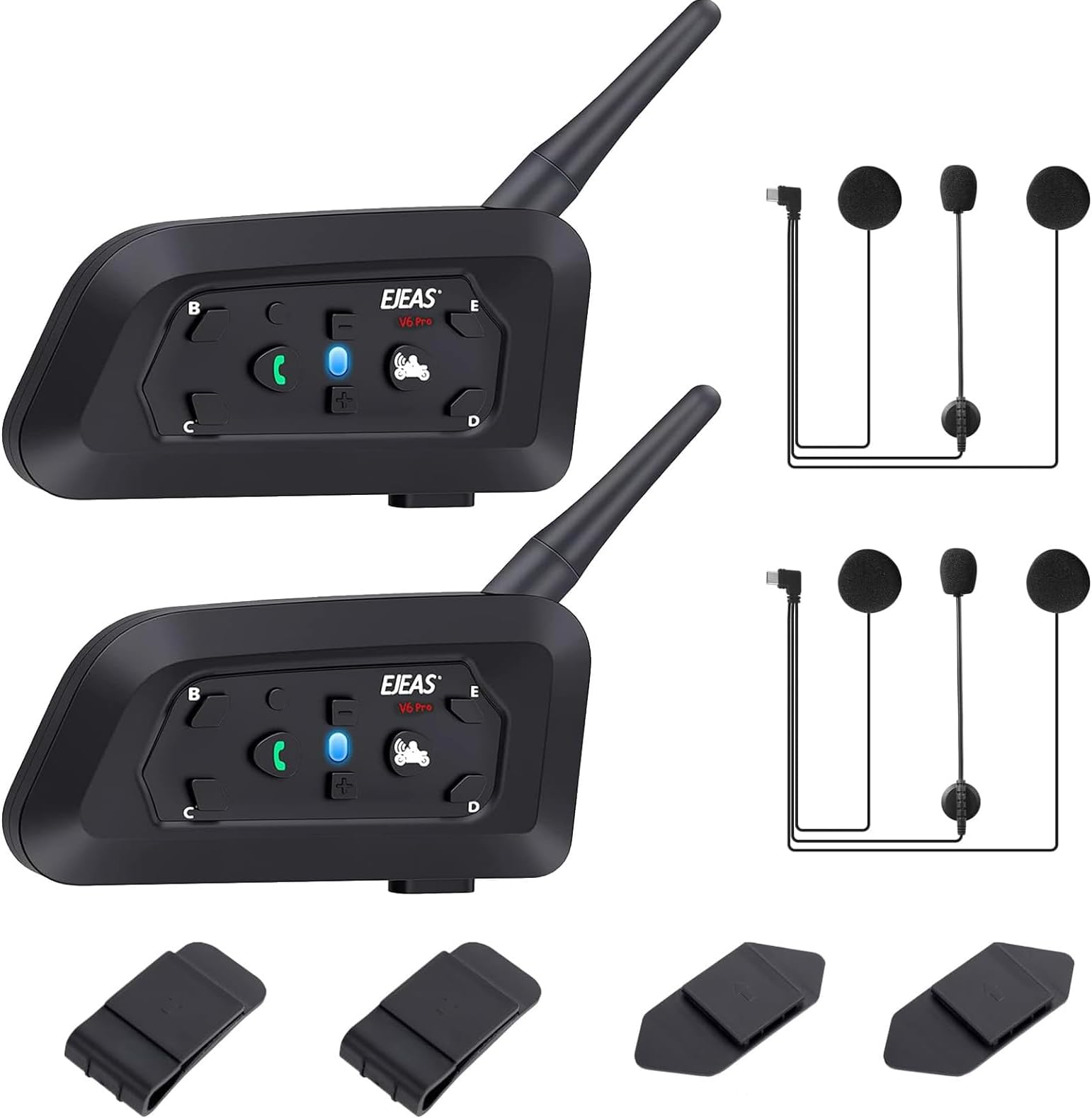 Amazon.com: EJEAS V6 Pro Motorcycle Helmet Bluetooth Intercom, 2-Way ...