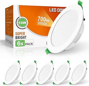 ALUSSO Pack of 6 LED Recessed Spotlights 10W 230V 700LM Warm White ...