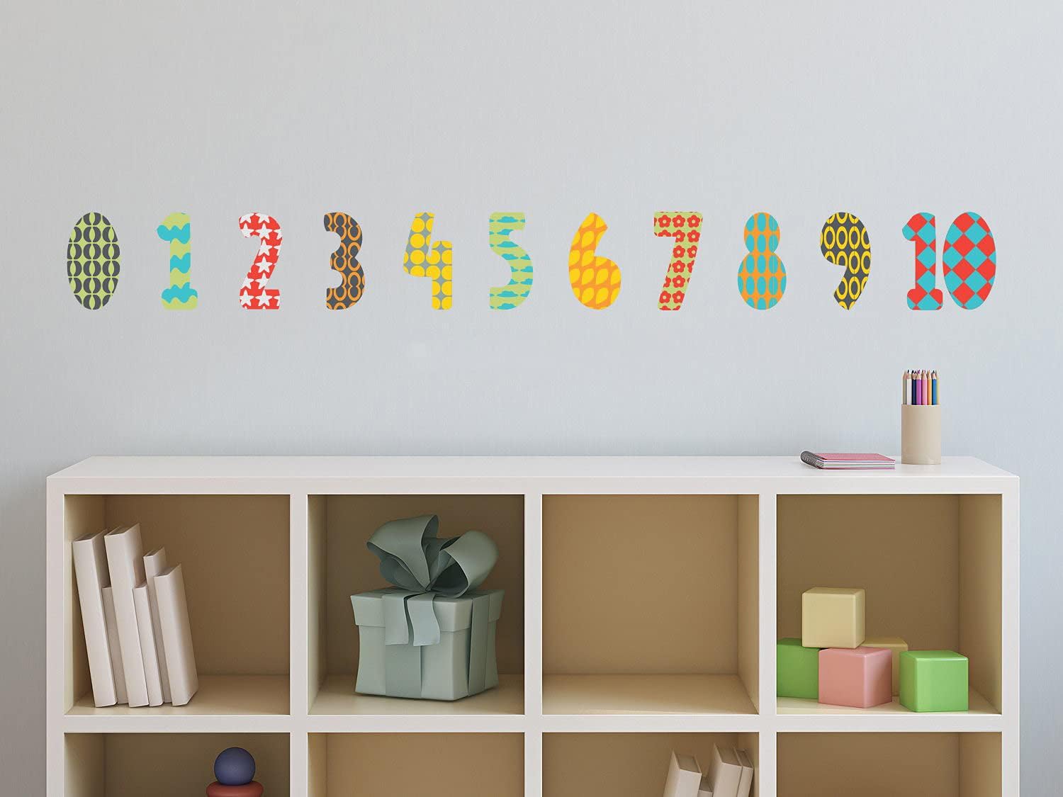 Amazon.com: Modern Numbers Fabric Wall Decals with Patterns in Rainbow ...