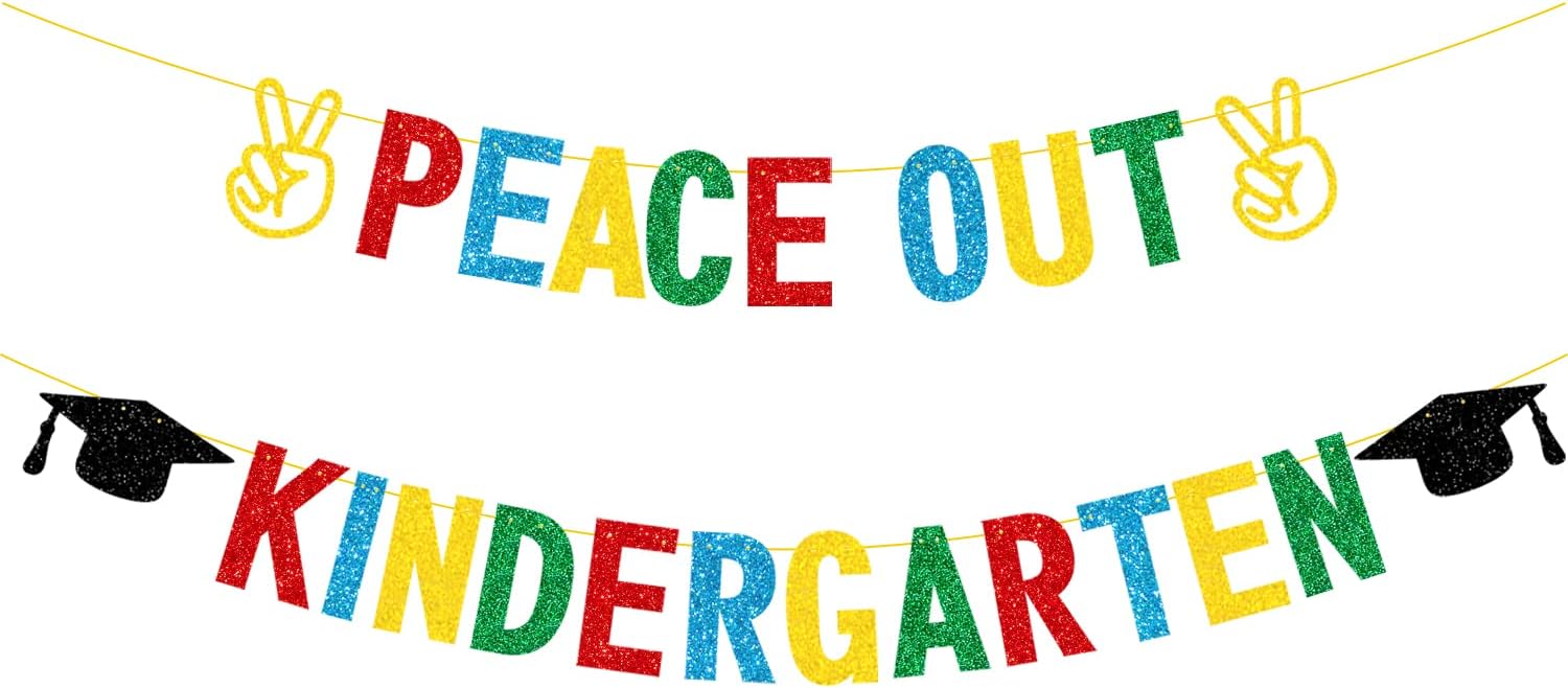 Amazon.com: Peace Out Kindergarten Banner, Kindergarten Graduation ...