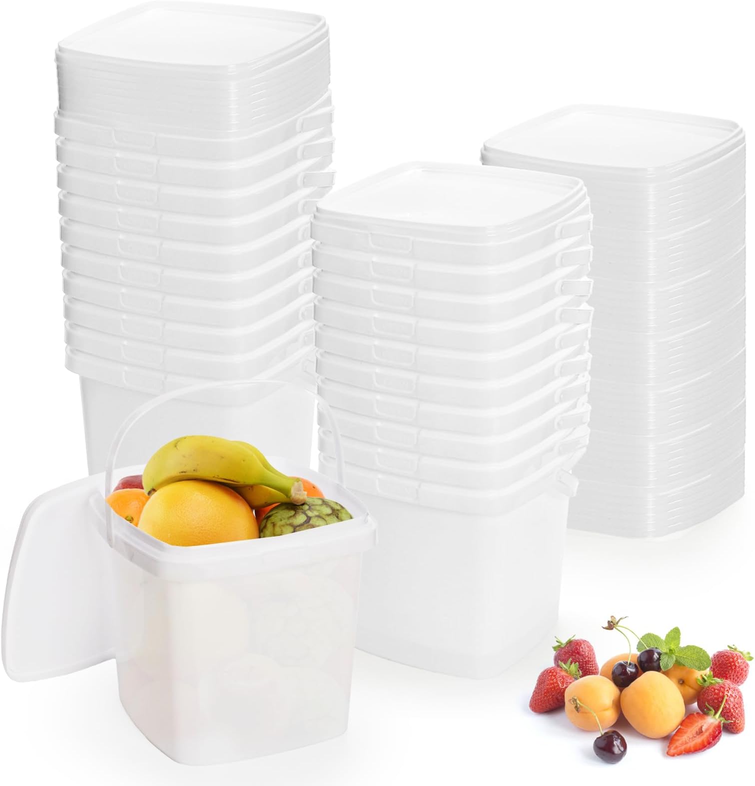 Amazon.com: Yopay 20 Pack Plastic Bucket with Lid, 68 OZ Ice Cream ...
