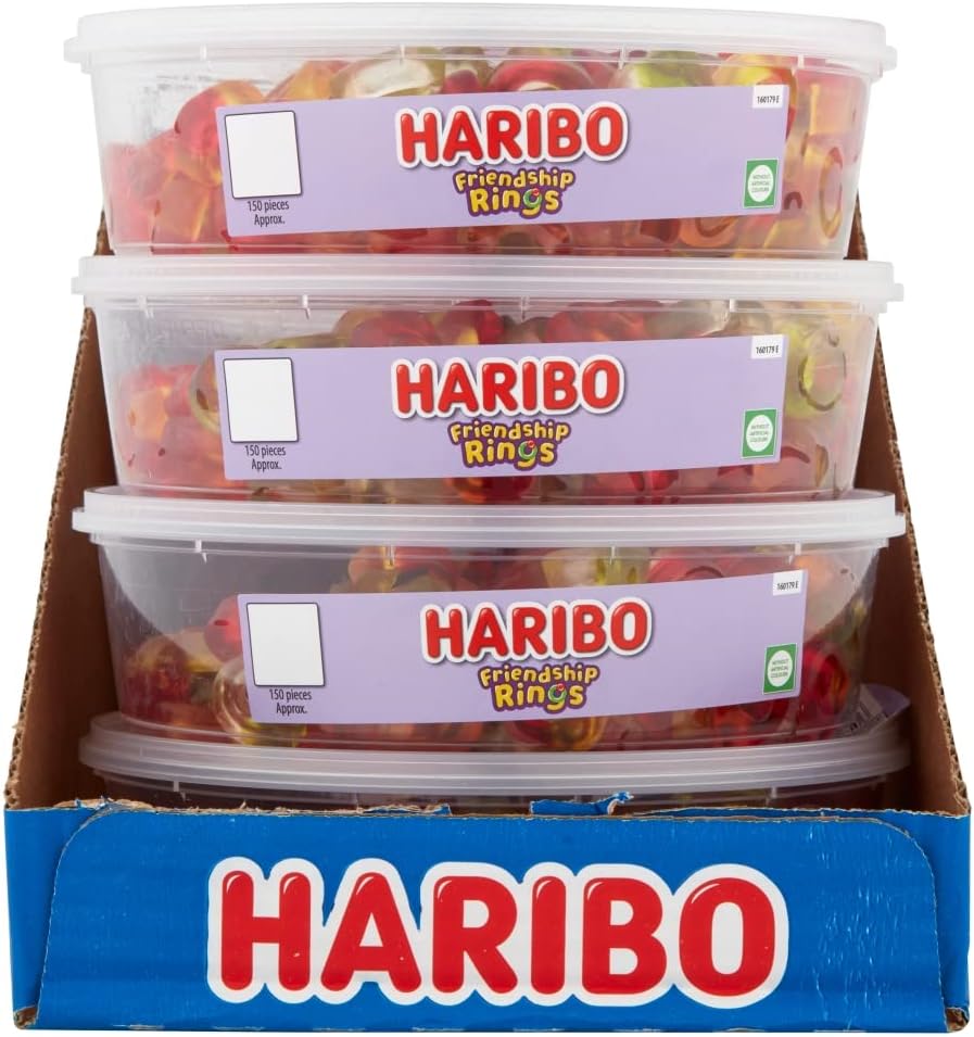 HARIBO Friendship Rings 8 x 150 Pieces (480g) Sweets Tub Case : Amazon ...