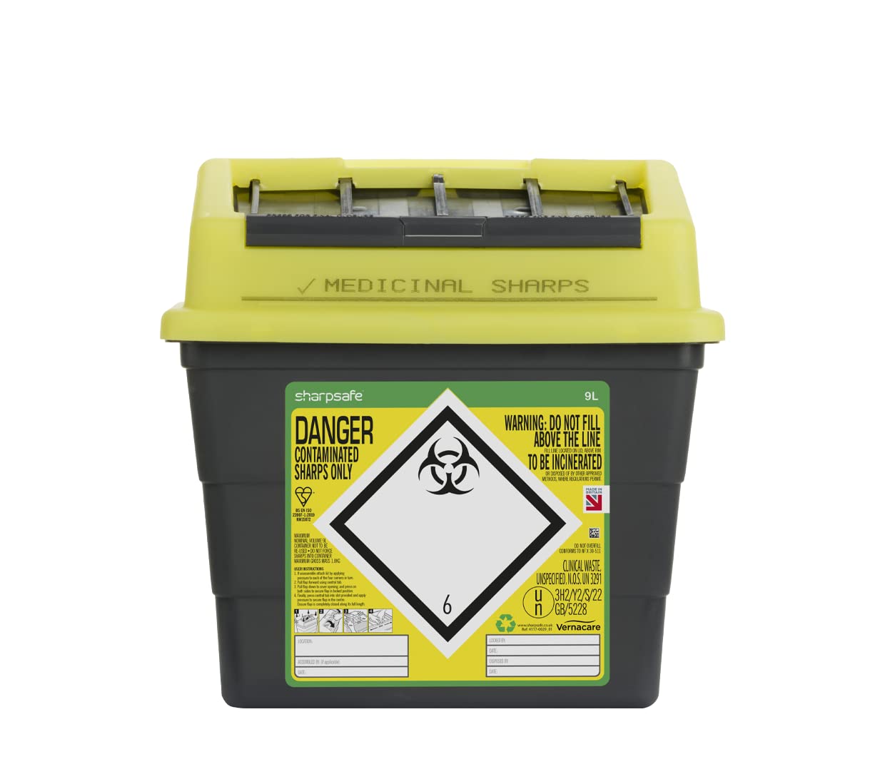 Sharpsafe 9 Litre 5th Generation Yellow/Grey -Sharps Bin Clinical Waste ...