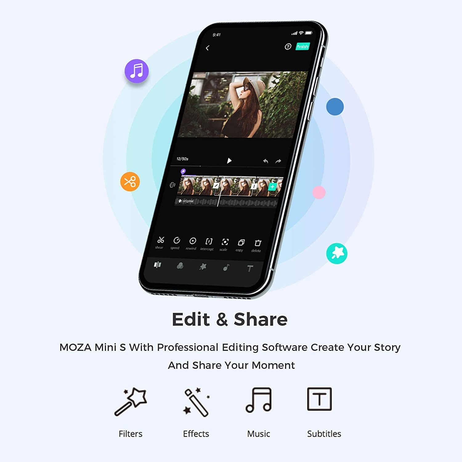 Estabilizador de mano extensible de 3 ejes MOZA Mini S Gimbal con reproducción rápida, zoom de ...