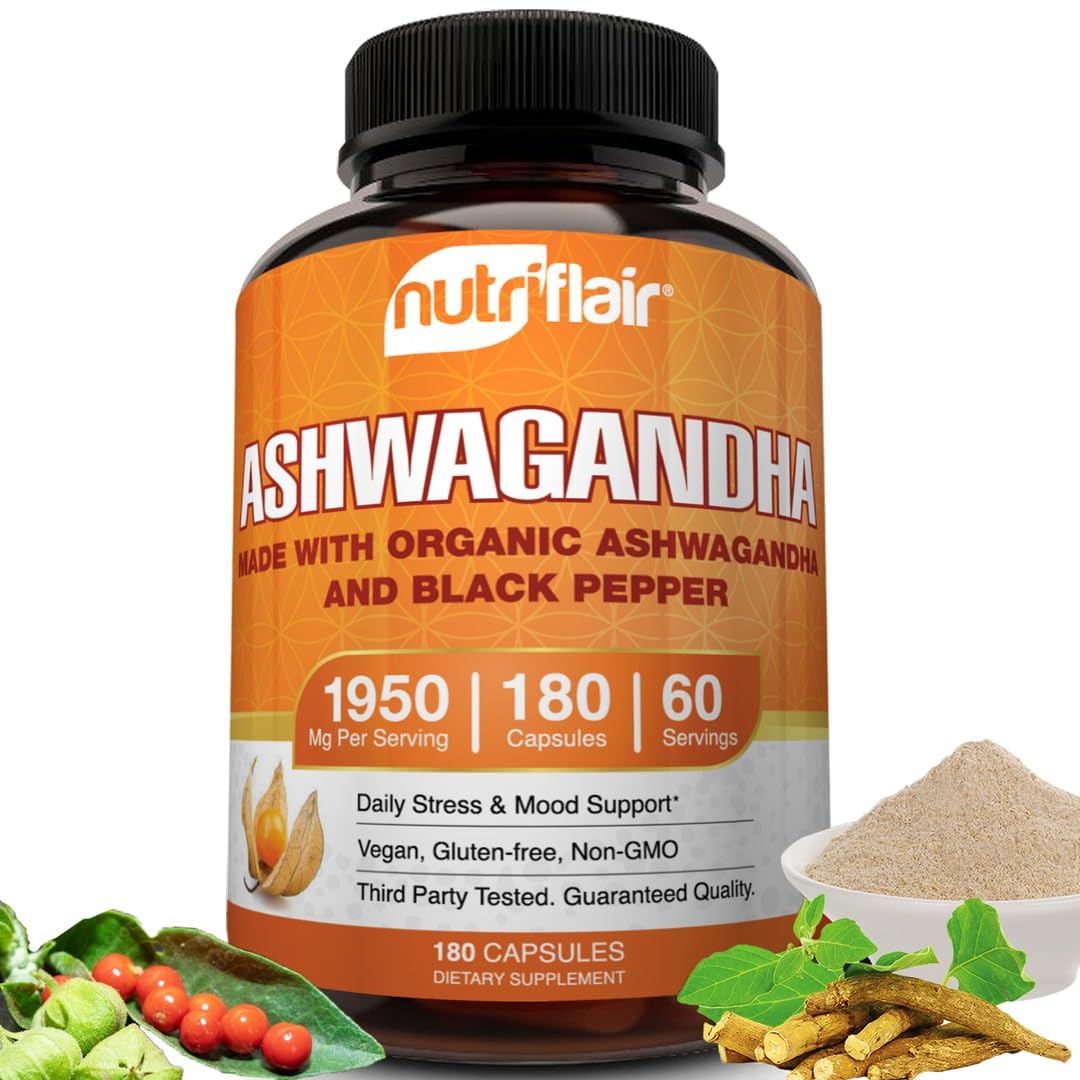 Snapklik.com : NutriFlair Organic Ashwagandha Root Extract 1950mg, 180 ...