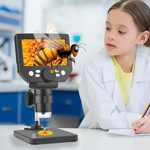 Hlieeosfcn Microscope Numérique, Microscope USB Portable 4,3 Pouces 1X ...