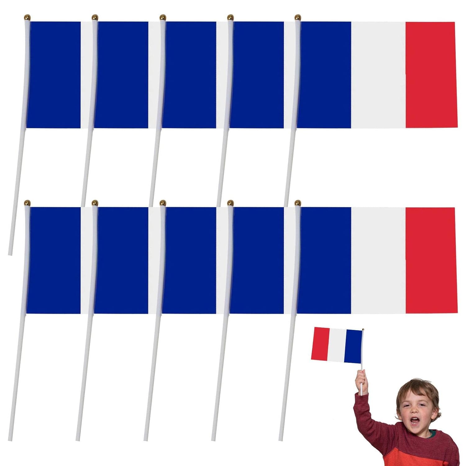 Mini französische Flagge,10 Stück kleine Frankreich-Flaggen-Handheld ...
