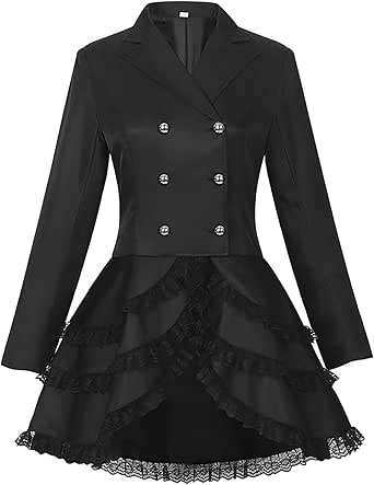 Amazon.com: Womens Tuxedo Gothic Tailcoat Jacket Steampunk VTG ...