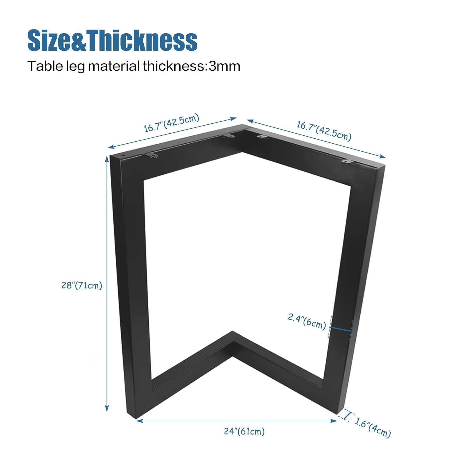 Metal Table Legs Set of 2 Industrial Metal Furniture Legs Heavy Duty ...