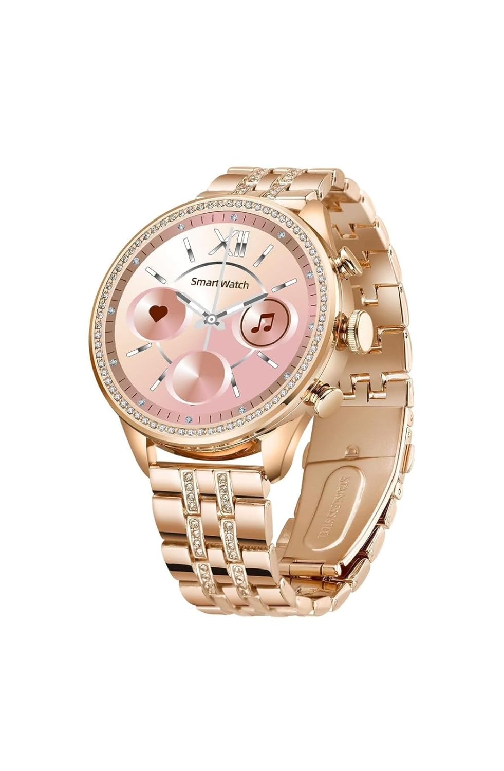 Accessories Hub Gen 9 Rose Gold Diamond Metal Strap HD Display 2 Straps ...