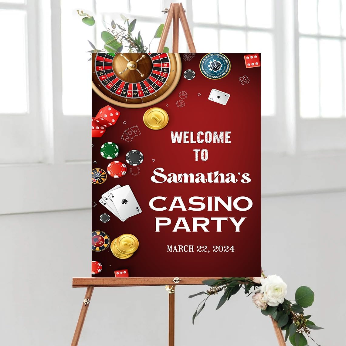 Amazon.com : Personalized Casino Party Welcome Sign, Poker Party Sign ...