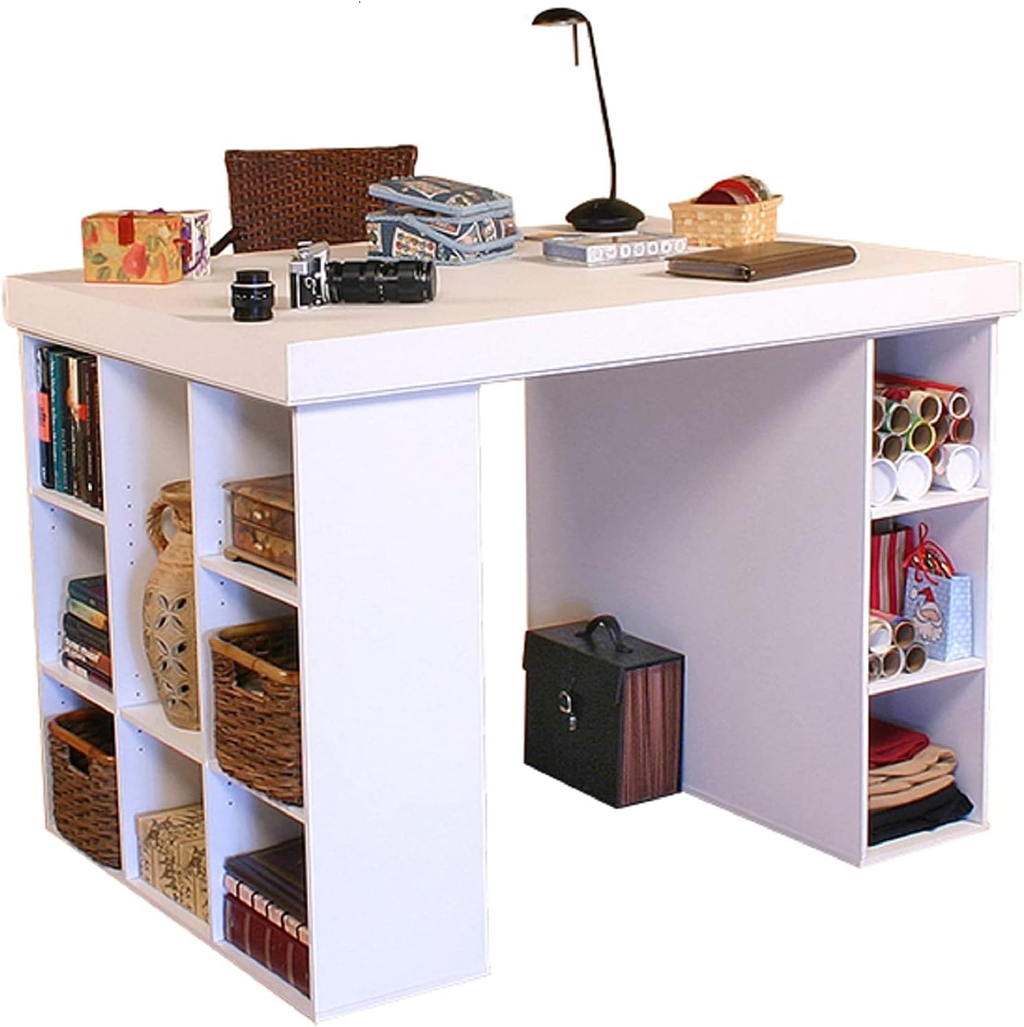 Amazon.com: Project Center Desk with Bookcase and 3 Bin Cabinet,Modern ...