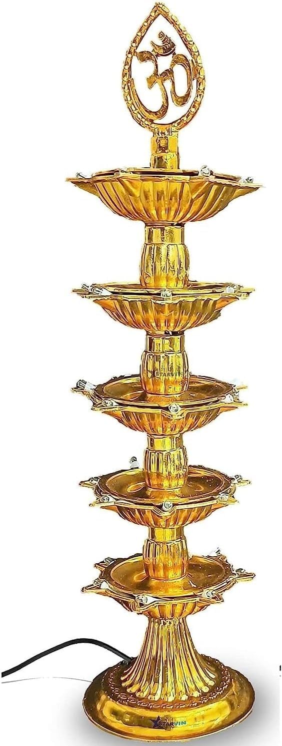 Amazon.com: Layer Electric Diya Om Deepak Plastic Light Pooja Diya LED ...