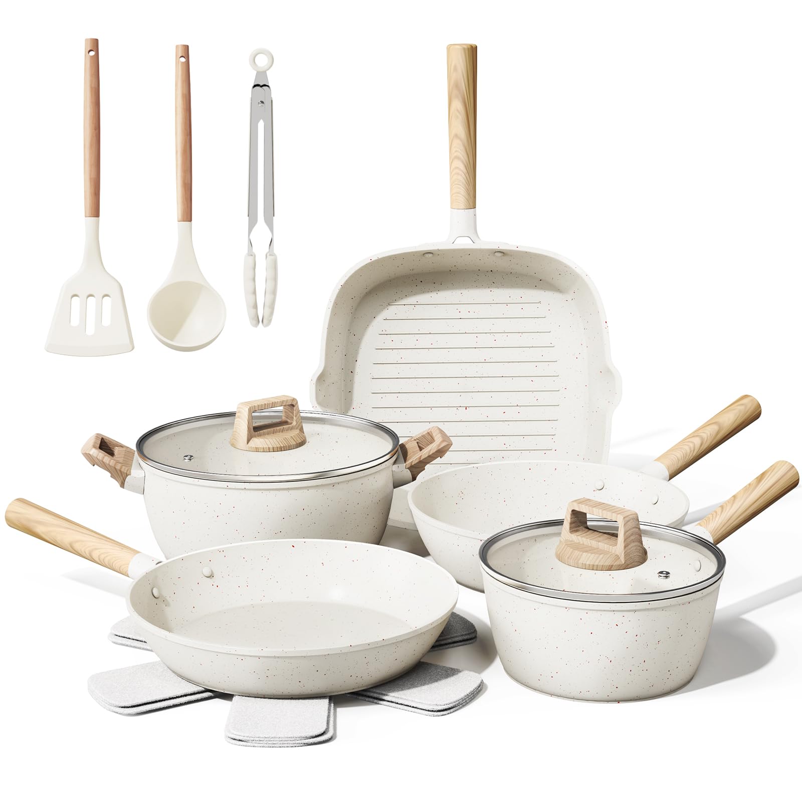Amazon.com: Bazova 14 Pcs Pots and Pans Set Non Stick, Large Capacity ...
