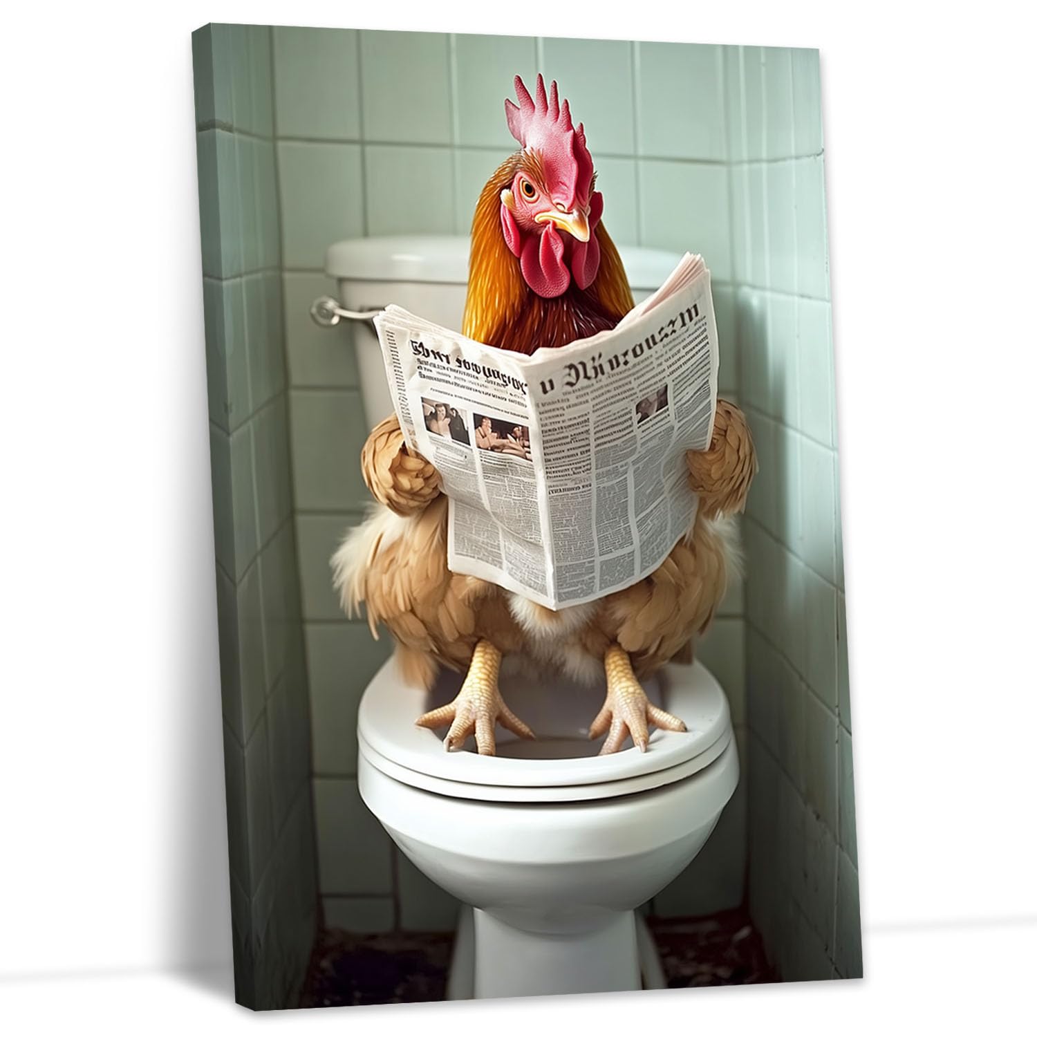 Amazon.com: YMXZHUANSH Chicken Bathroom Wall Art Funny Rooster on ...